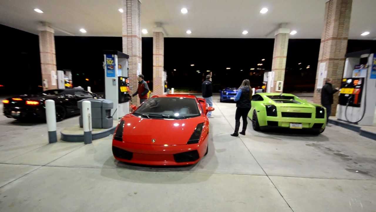Epic Gas Station Filled w/ Lamborghini's! - YouTube