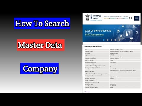 How To Search Master Data of Company | MCA | CS Training | Company Data ...