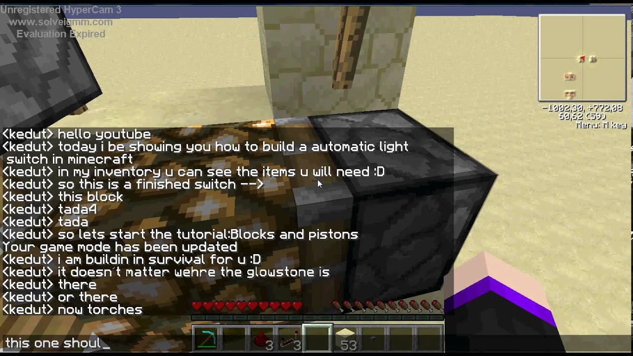 MineCraft - Redstone Tutorial - Automatic Light Switch - YouTube