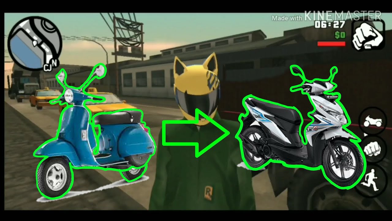 Cara ubah motor vespa jadi beat di GTA SA ANDROID - YouTube