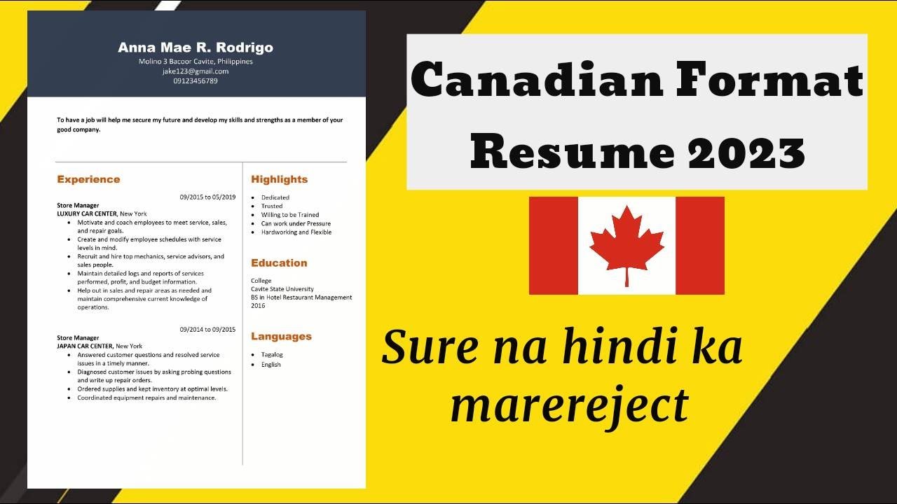 How to make Canadian Format Resume 2023 - YouTube