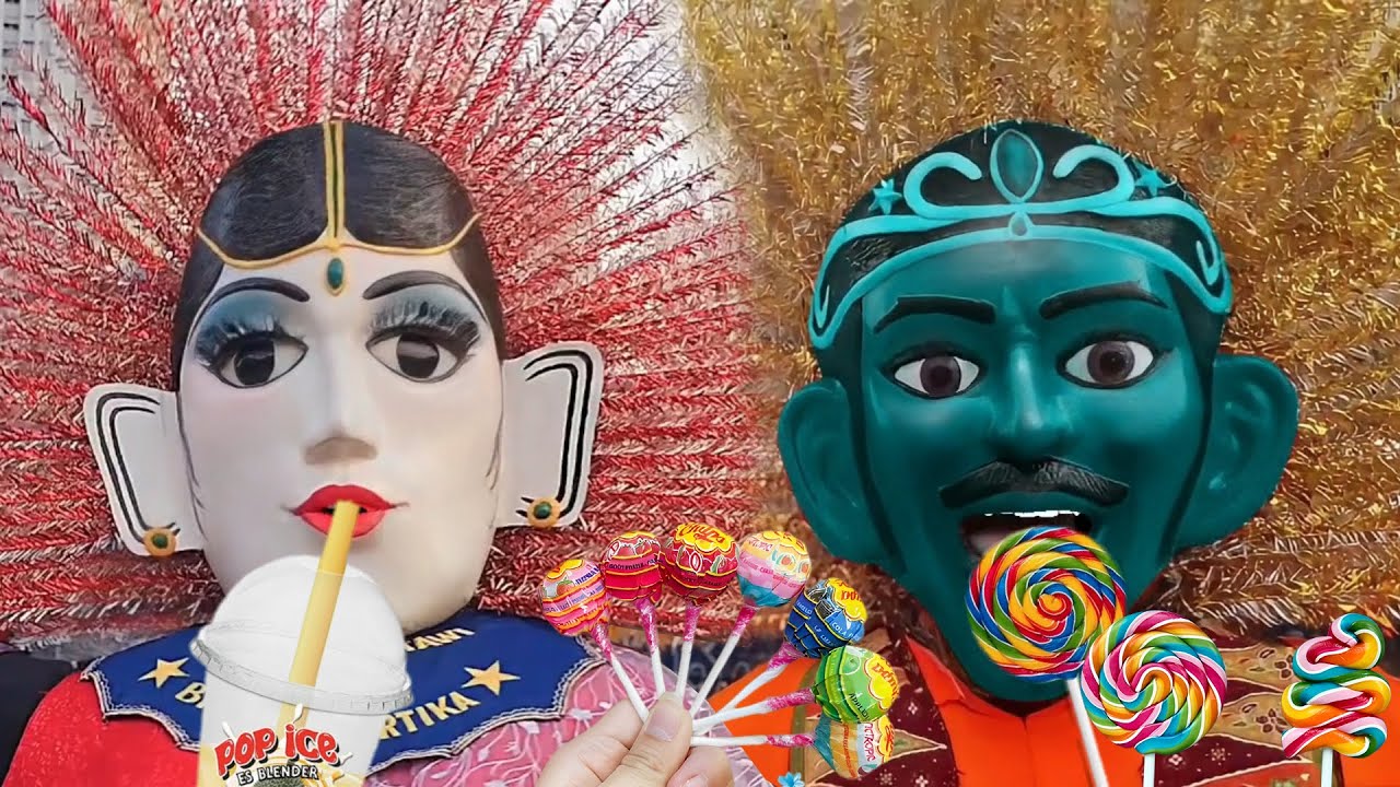 Lucu Ondel Ondel Betawi makan Permen berubah jadi biru lalu haus minta ...