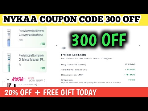 nykaa coupon code 300 off + free gift offer today - YouTube