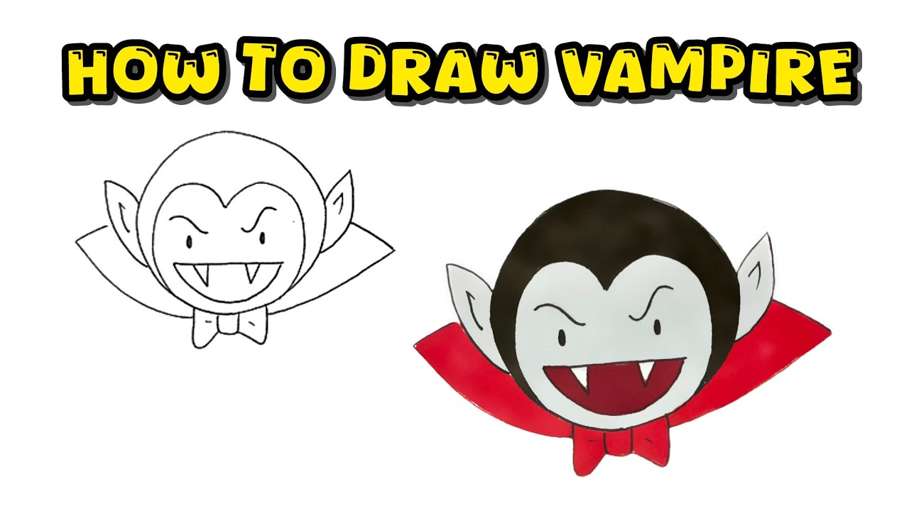 How to Draw a Vampire – Follow Along and Watch Halloween Stuff Drawing ...