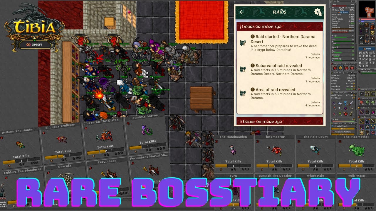 Rare Bosstiary in Tibia - bossy nemesis do sprawdzania - YouTube