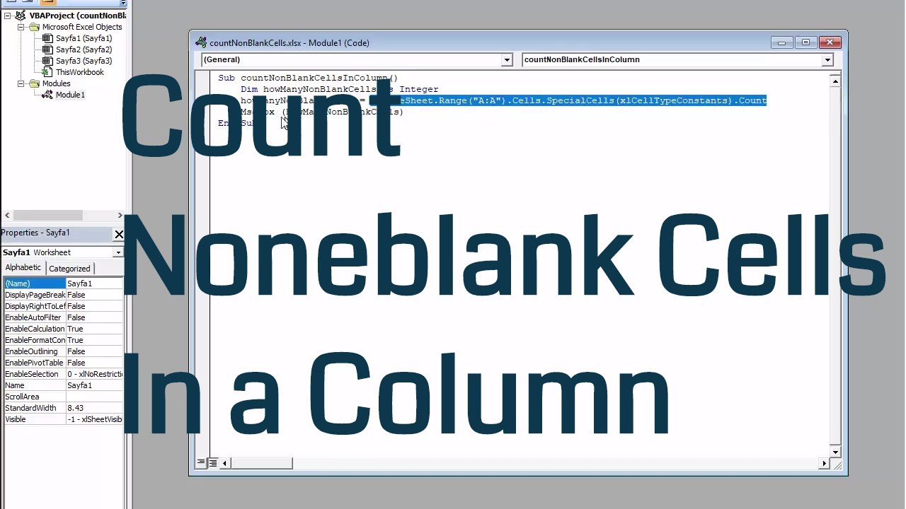 Count Nonblank Cells In A Column Via Visual Basic In Excel YouTube Count Nonblank Cells In A Column Via Visual Basic In Excel YouTube