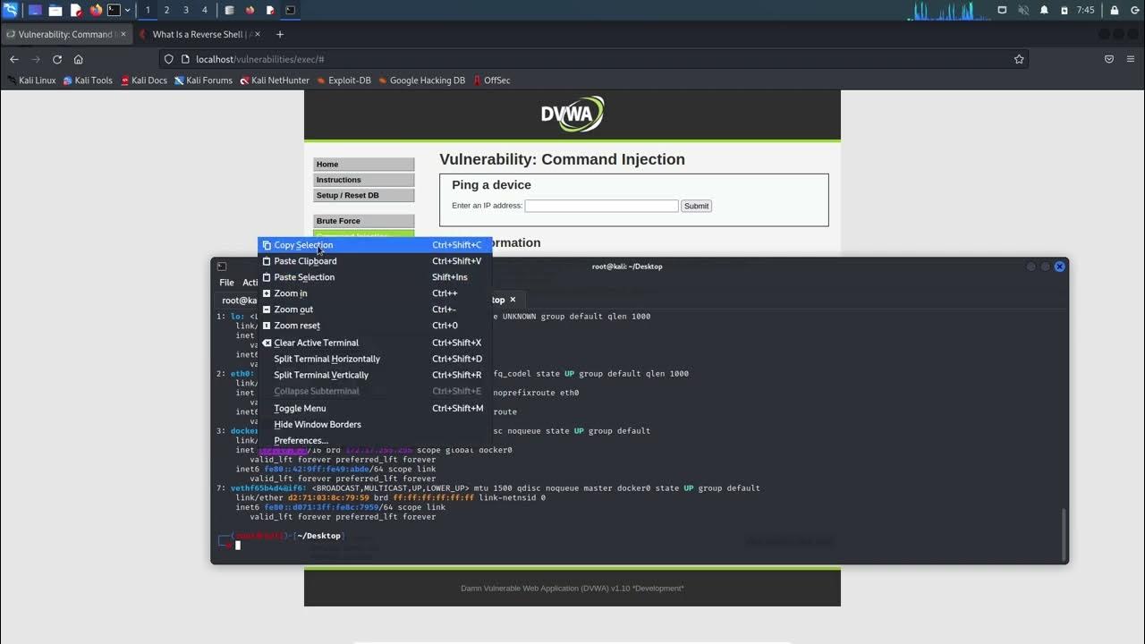 DVWA Reverse shell trough command line injection - YouTube