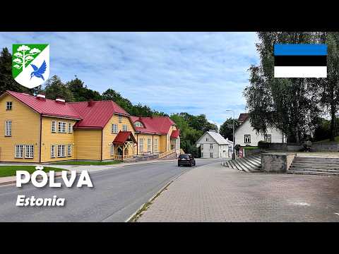 Põlva, Estonia. Walking tour in a small southern Estonian town. 4K