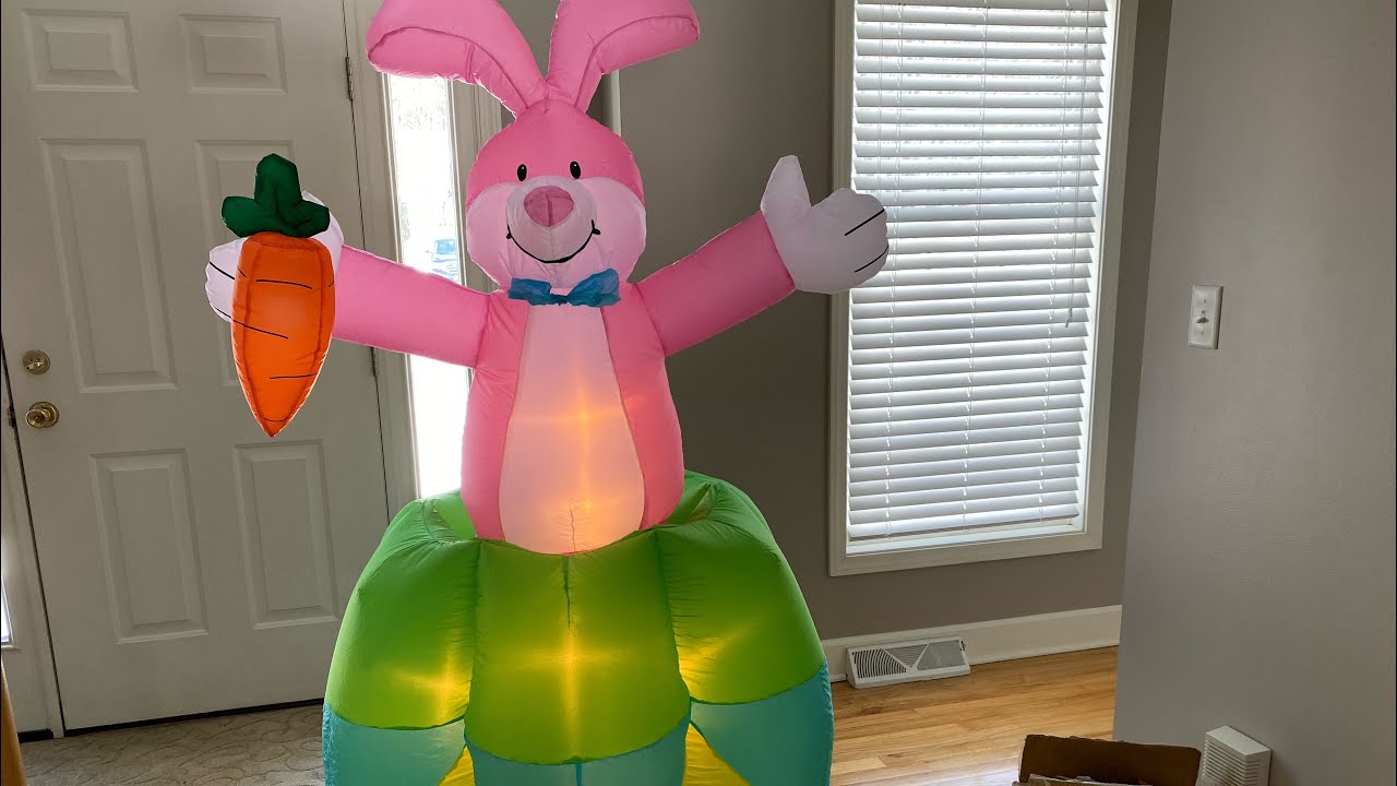 Gemmy 2007 6’ Airblown Inflatable Easter Bunny Popping Out Of Egg - YouTube