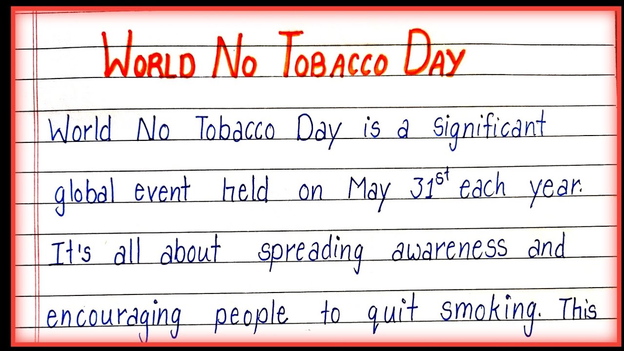 Essay on World No Tobacco Day| World No Tobacco Day par nibandh| - YouTube