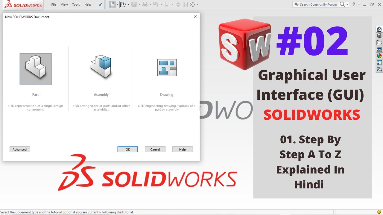 Graphical User Interface Of Solidworks In Hindi | Solidworks GUI ...