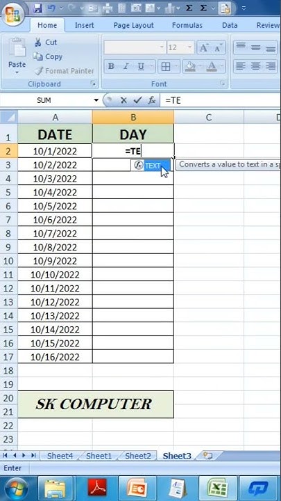 How to know day from date in #excel #short #msexcel #computer #viralvideo #exceltutorial #shorts ...