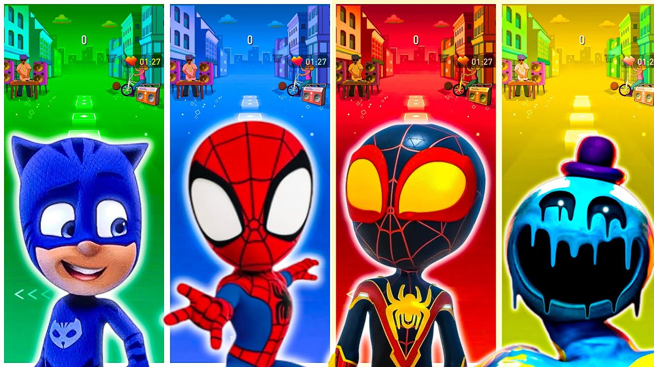 Doey the doughman vs Spidey vs Pj Masks vs Squid Game . 🎵TILES HOP ...
