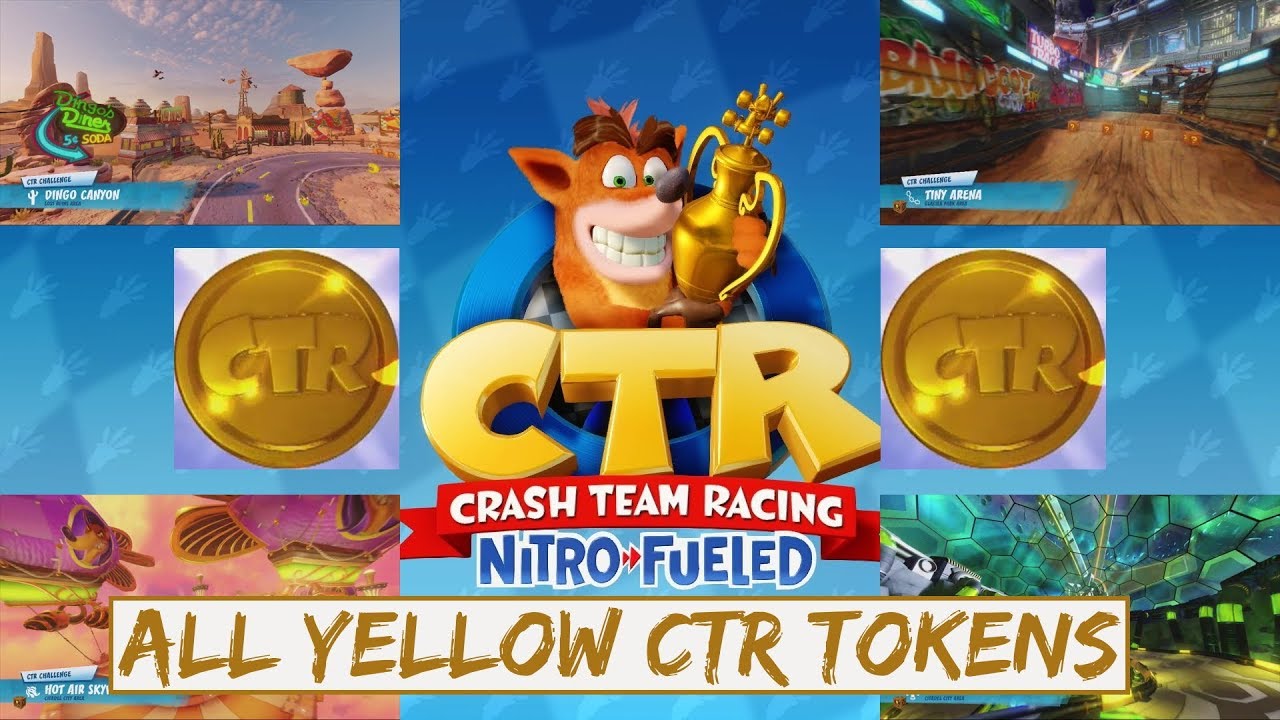 All Yellow CTR Tokens! Adventure mode Hard difficulty! | Crash Team ...