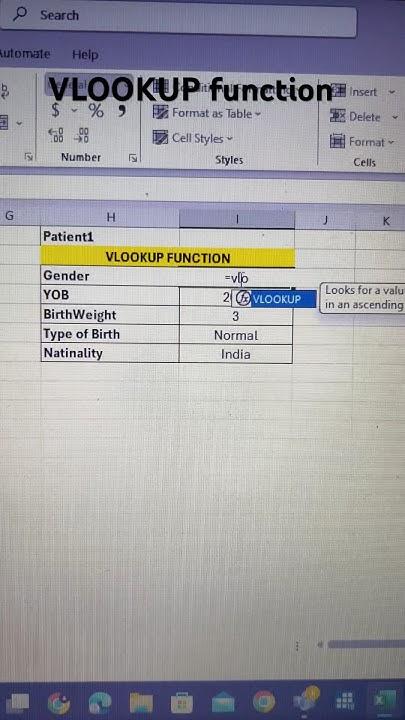 How to use MS Excel VLOOKUP function #vlookup #excel #exceltips - YouTube
