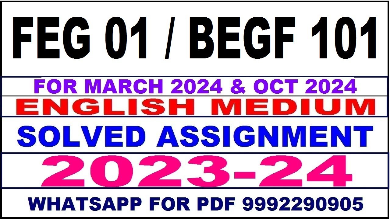 begf 101 / feg 01 solved assignment 2023-24 | begf 101 solved ...