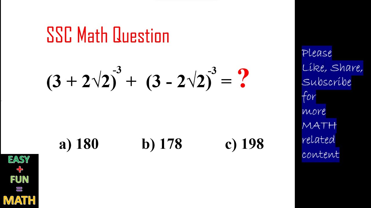 SSC Math Question # Maths for exams # Math Hack - YouTube
