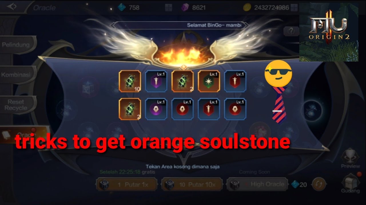 MU Origin 2 - Tricks To Get Orange Or RED Soulstone And Guard. - YouTube
