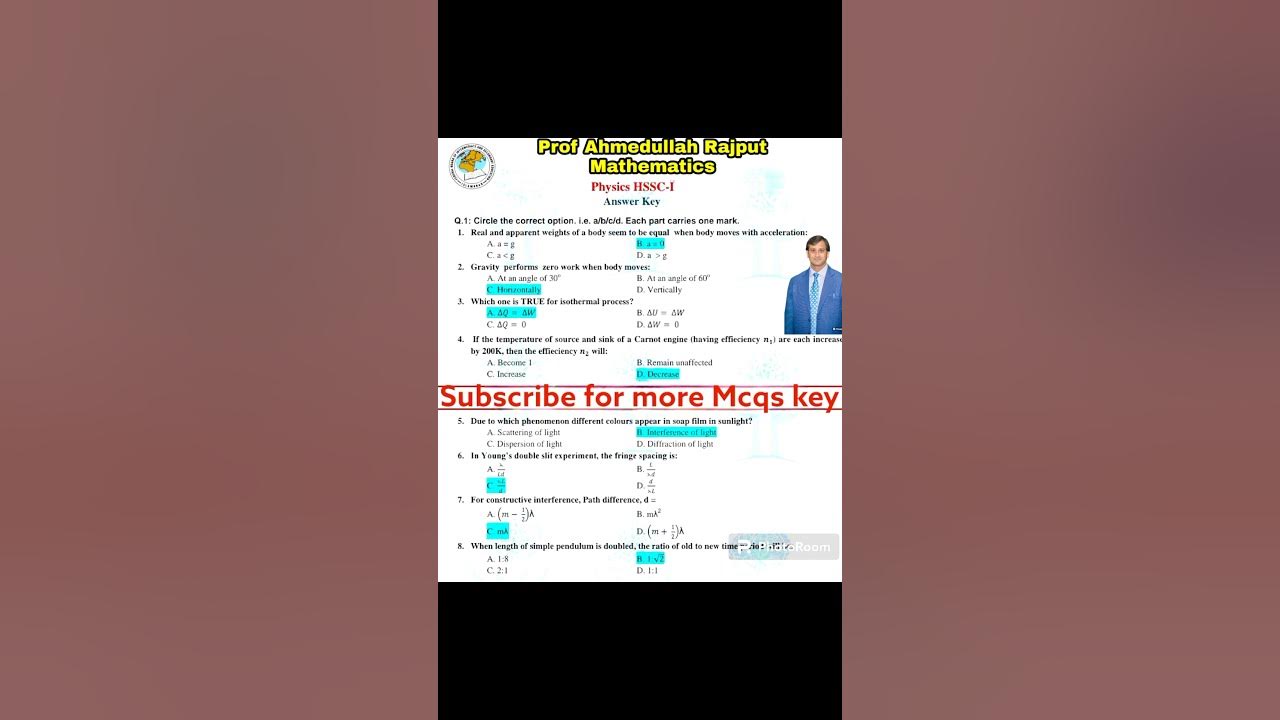 11th Physics Answer Key MCQs Answer Key Physics Class 11 Paper 2023 11th-physics-answer-key-mcqs-answer-key-physics-class-11-paper-2023