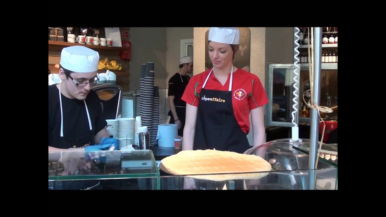Rosie Pretorius making crepes at Cardiff Crepeaffaire - YouTube