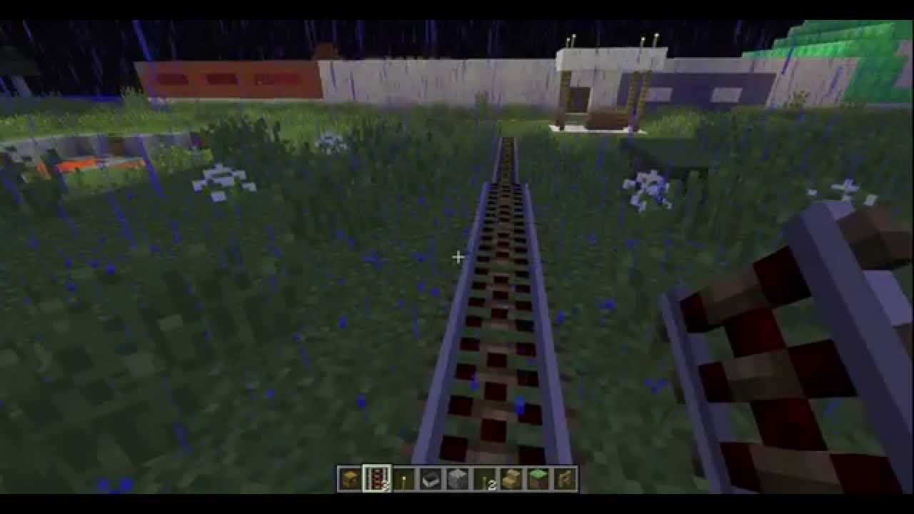 como hacer caminitos de rieles en minecraft - YouTube