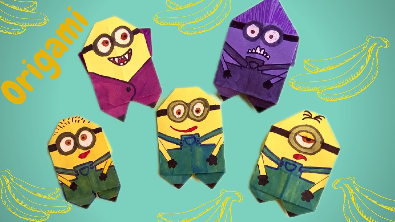Cómo hacer fácilmente un minion de origami con papel - YouTube