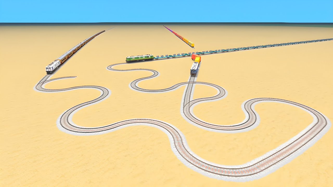 SNAKE 🐍TRACK VS THREE TRAIN CROSSING TRAIN RISKY TRACK RAILWORK ...