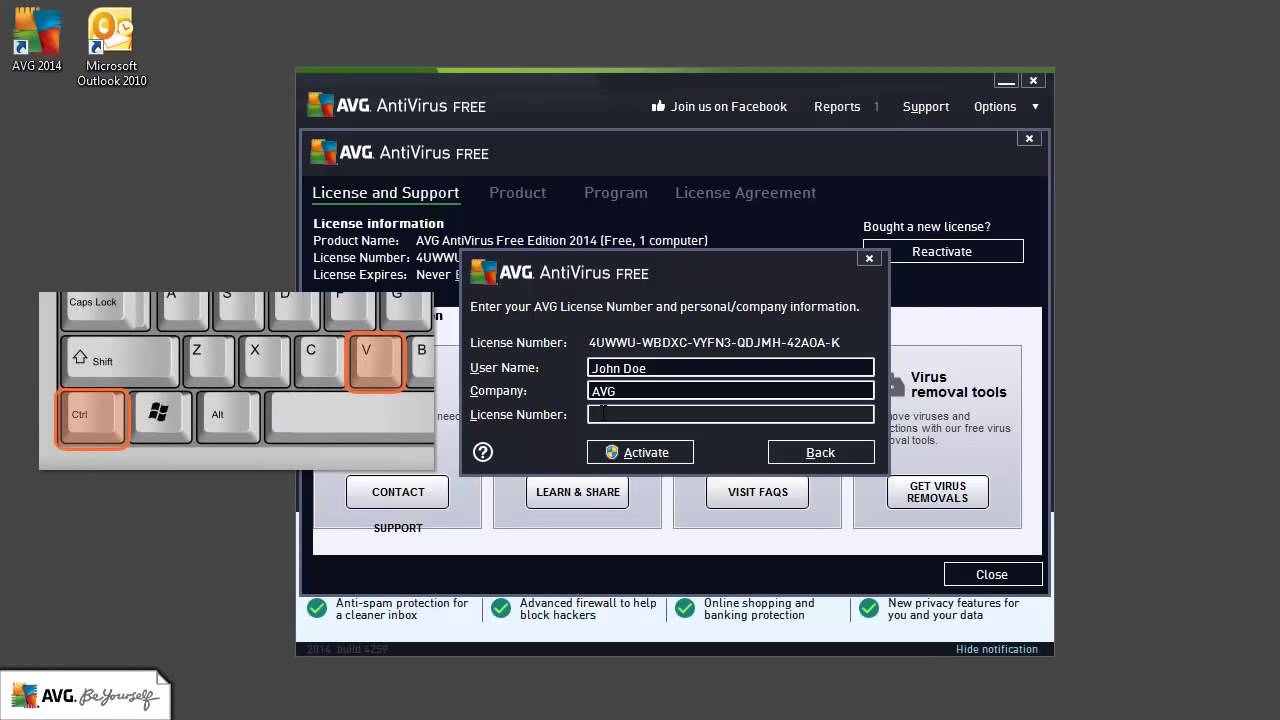 Tutorial de Ativação do Produto AVG 2014 | Como Ativar Seu Número de ...