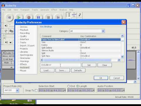 How to assign shortcuts in Audacity 1.3.10 - YouTube