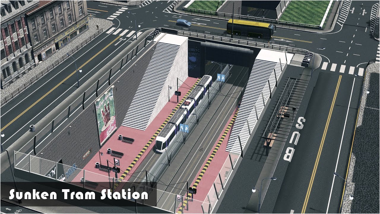 Sunken Tram Station made with props - Cities Skylines: Custom Builds ...