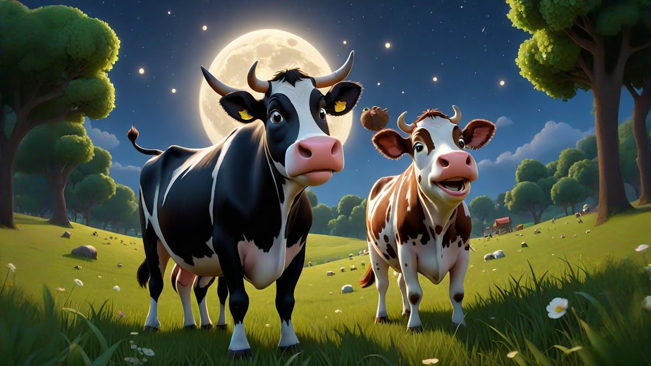 Seven Spotted Cows Moo at the Moon | Cow Song for Kids | Educational ...