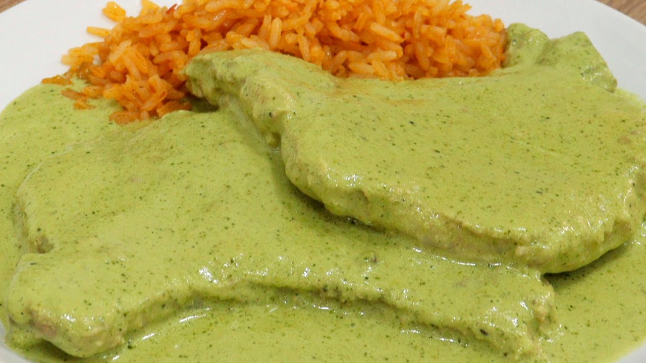 CHULETAS EN CREMA DE CHILE POBLANO - YouTube
