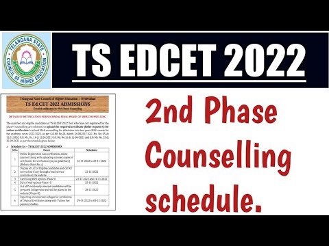 TS EDCET 2022 2nd Phase Counselling schedule ||2nd phase certificate ...