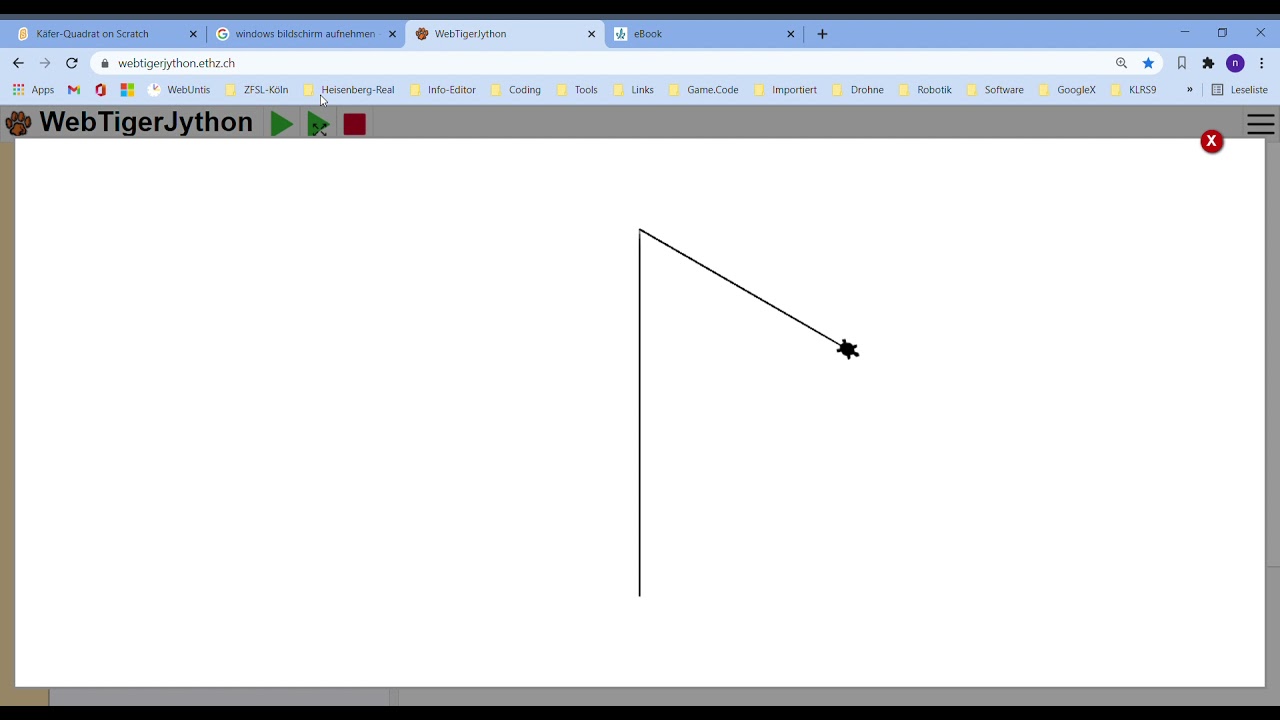 WebTigerJython - Käfer zeichent Dreieck - YouTube