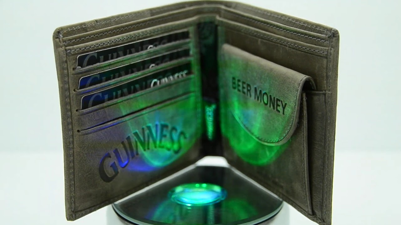 Genuine Guinness Grey Wings Bi-Fold Leather Wallet BEER MONEY Embossed ...