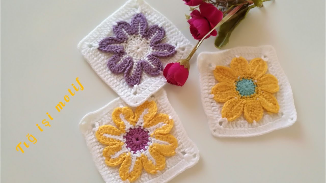 Bir Motiften Üç Motif Örelim/Kolay Motif Yapımı/Battaniye Çanta Kırlent ...