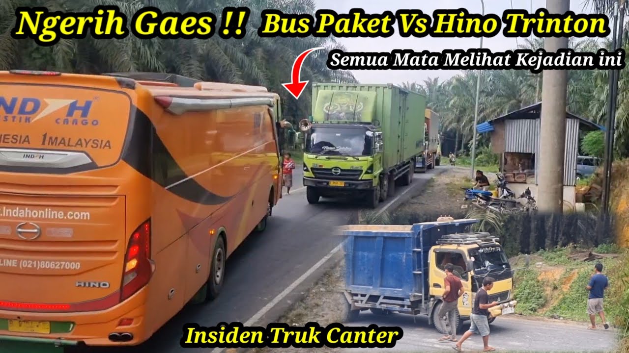 Bus Paket Vs Hino Trinton !! Semua Mata Melihat Ke jadian ini ...