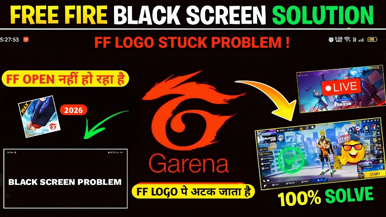 free fire not open login problem🤯 | free fire black screen problem ...
