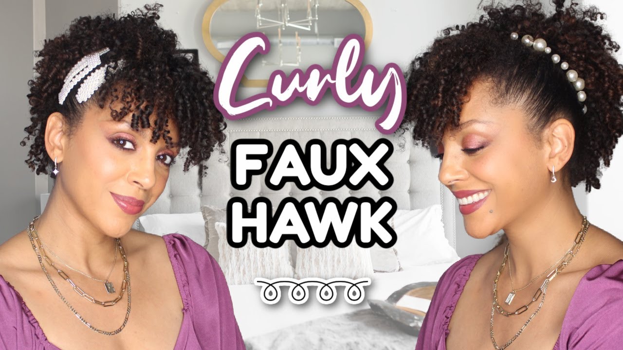 EASY Curly Faux Hawk Hairstyle With Bangs (2 WAYS TO ADD ACCESSORIES ...