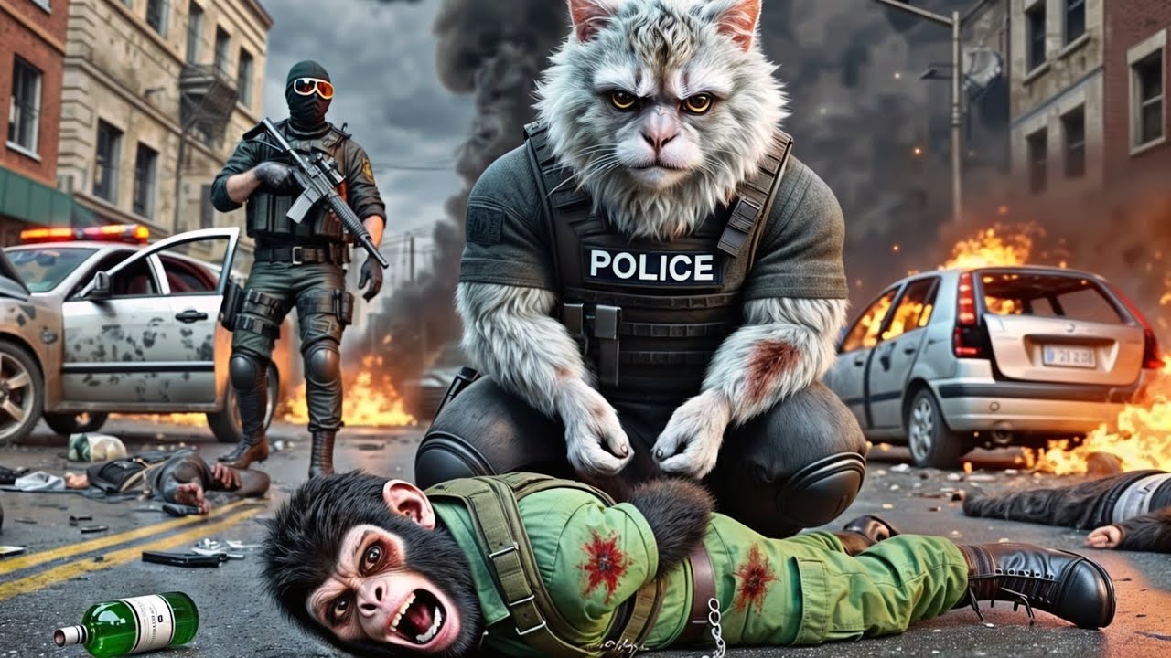 Criminal Monkey Kills the Police🚓 Kitten and the Kitten's Father Takes ...