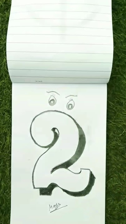 2 number 3D drawing art ll how to draw 3D number 2 3d drawing🌺#shorts# ...