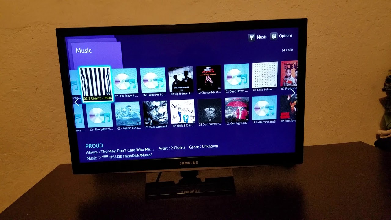 MP3 player hooking up to a smart TV to play music - YouTube