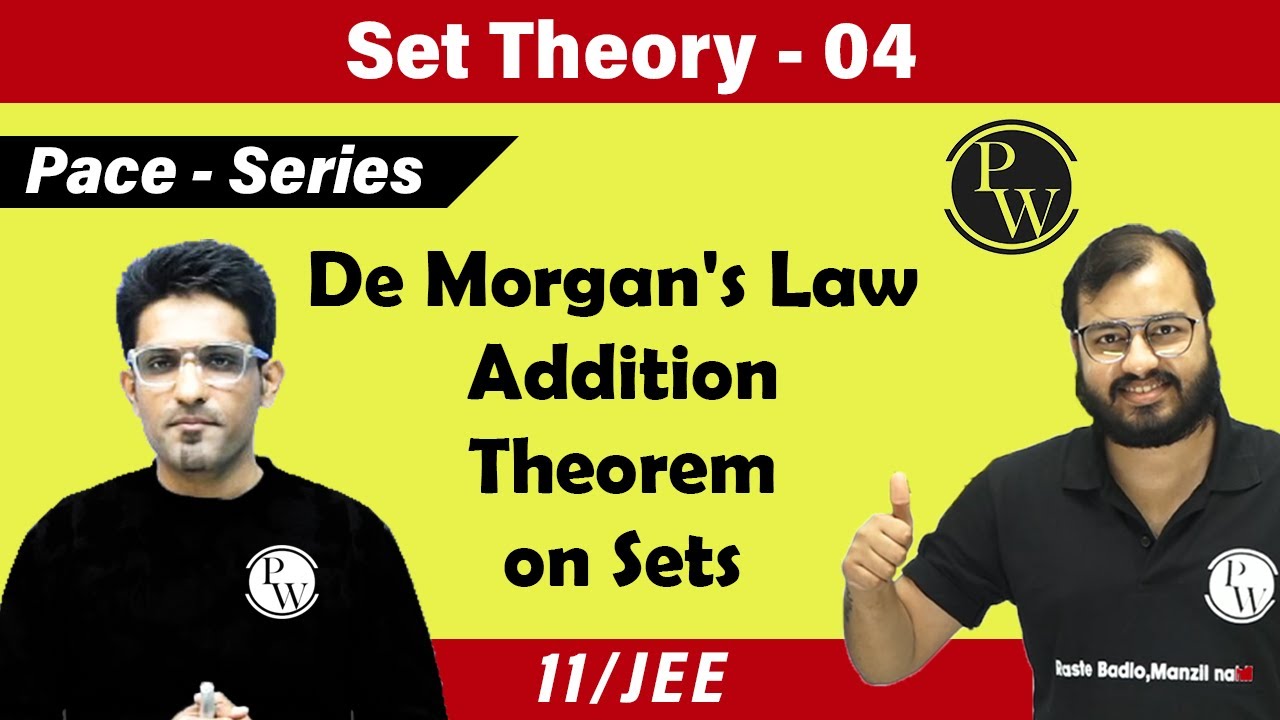 Set Theory 04 | De Morgan's Law | AdditionTheorem on Sets | Class 11 ...
