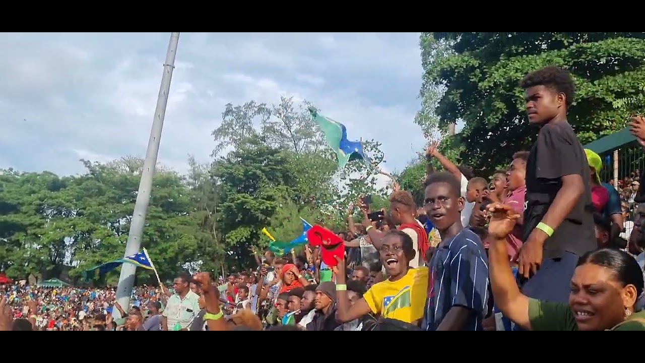 Solomon islands fans going wild after the game against Fiji in the ...