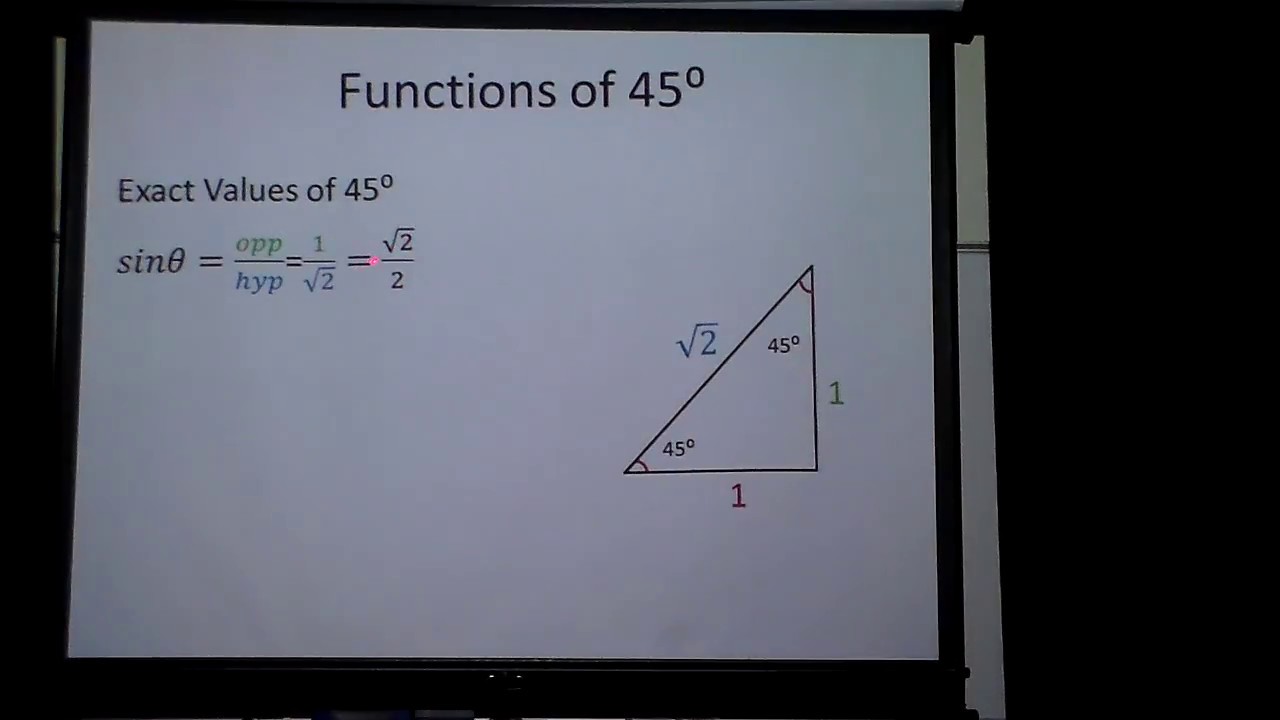 Trig Functions 45 degrees - YouTube