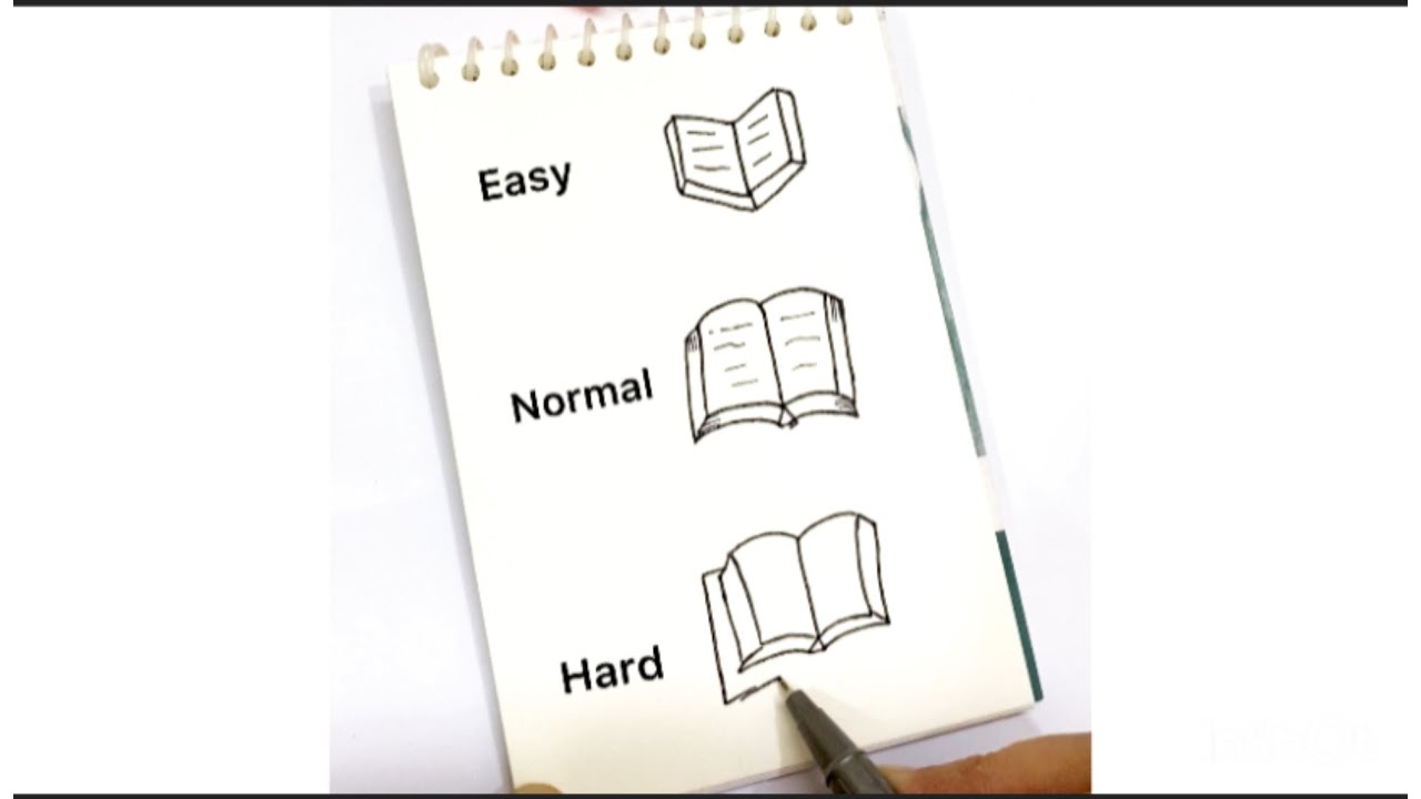 Easy , Normal , Hard Book drawing | Step by step | Drawing | Easy ...