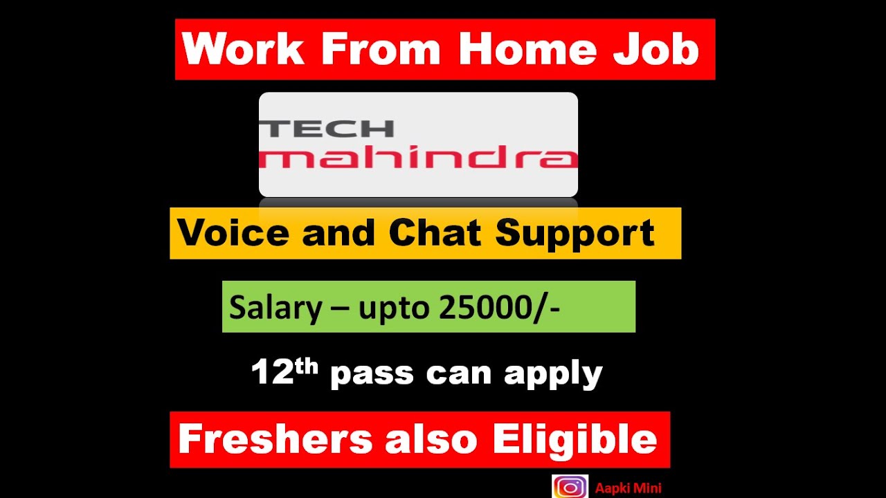 Tech Mahindra Work From Home Job | Customer Support Job | Jobs For 12th ...