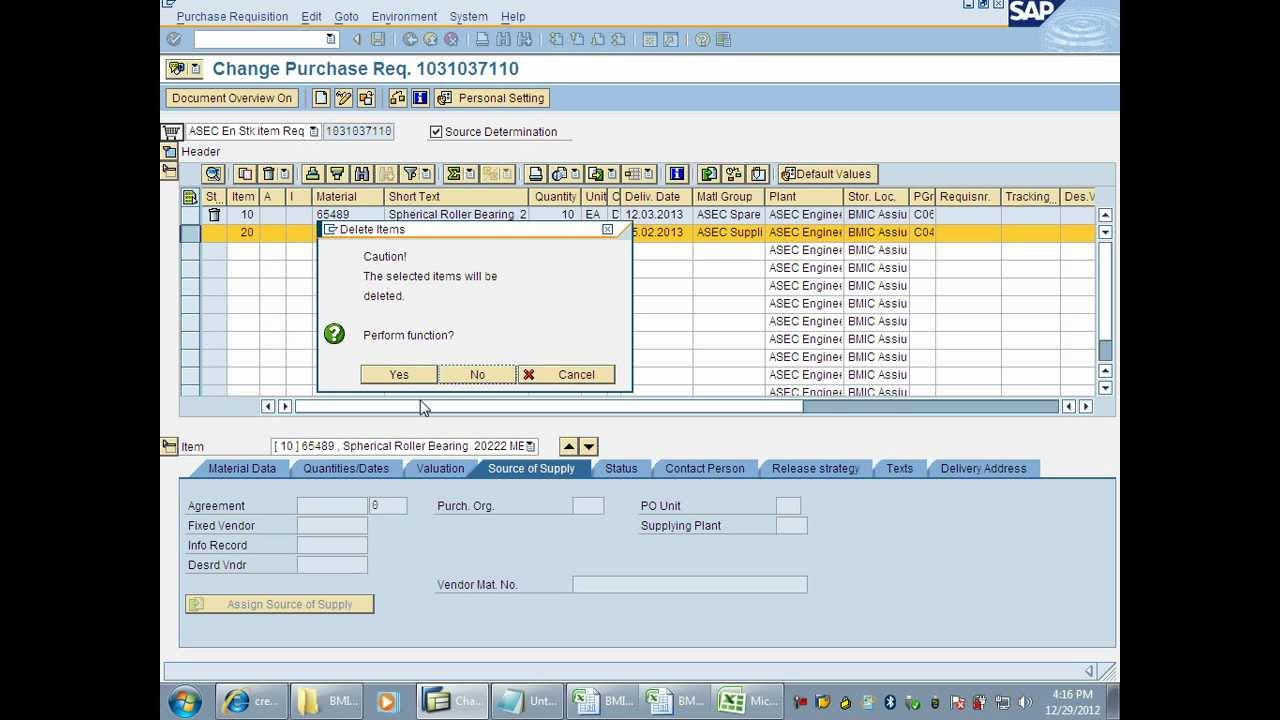 Stock Item PR Create & Edit SAP - YouTube