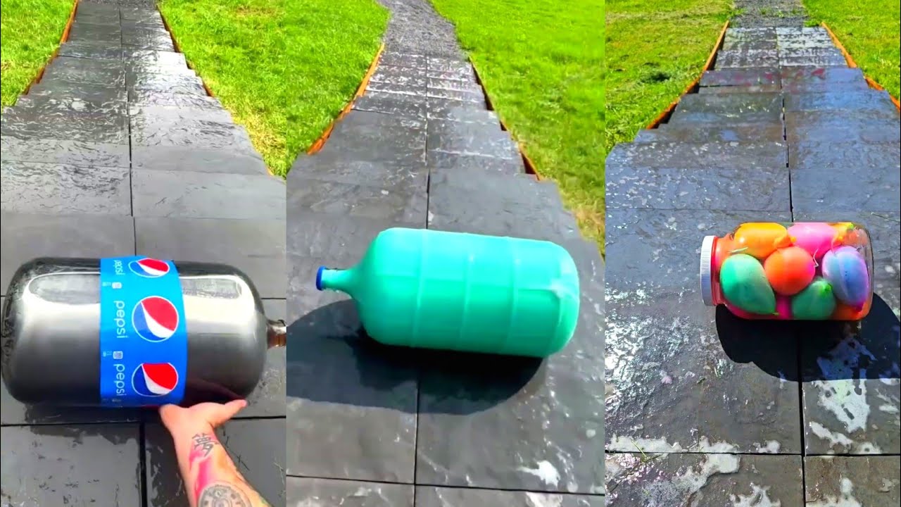 Throwing Bottle Down Stairs -192 | Breaking glass bottle | Crushing ...