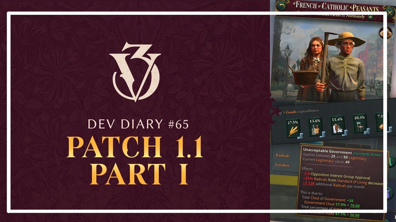 Victoria 3 Dev Diary #65 - Patch 1.1 (Part 1) - YouTube